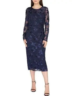 Js Collections Kori Long Sleeve Cocktail Dress - Deep Navy