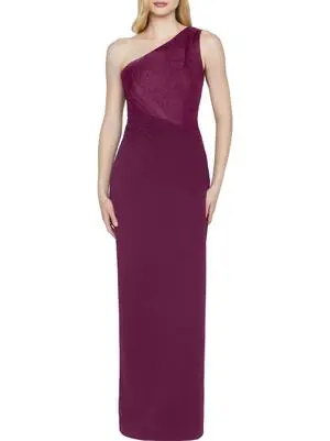 Js Collections Ingrid One-shoulder Mixed Media Gown - Violet Rose