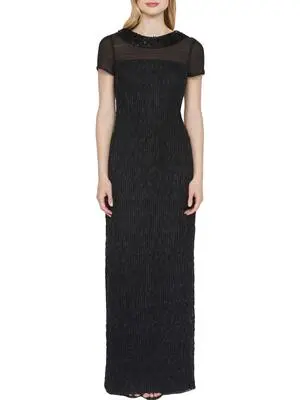 Js Collections Inaya Embellished Column Gown - Black