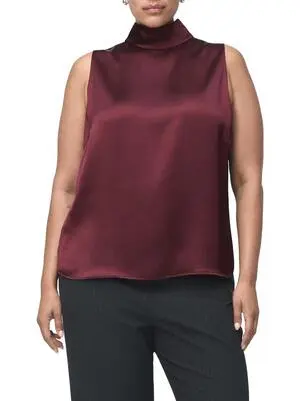 Mango Sleeveless Satin Top - Wine