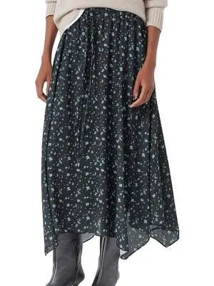 HUSH Kaia Chiffon Handkerchief Hem Skirt - Ditsy Floral Black