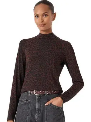 HUSH Printed Long Sleeve Top - Natural Leopard Brown