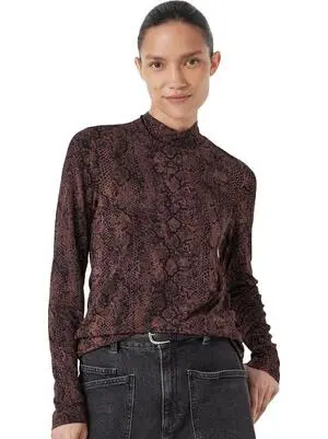 HUSH Printed Long Sleeve Top - Snake Print Brown