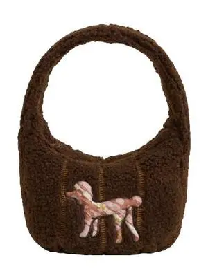 LOST PATTERN Pan Pan Half Moon Shearling Bag Chocolate