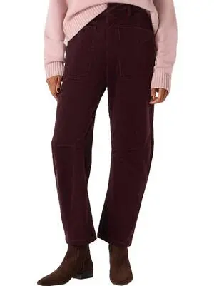 HUSH Cordi Barrel Leg Cord Pants - Burgundy Purple