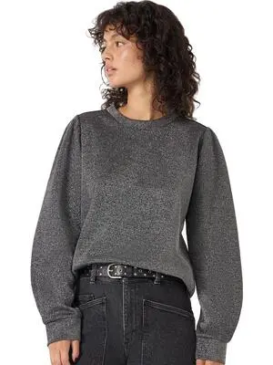 HUSH Emily Sparkle Puff Sleeve Jersey Top - Gunmetal Grey