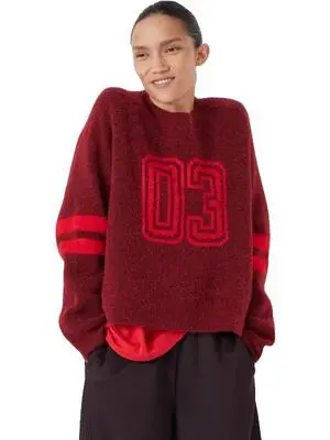 HUSH Varsity Jacquard Wool Blend Sweater - Winde Red