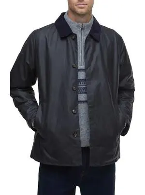 Barbour Lorden Waxed Cotton Mackintosh Jacket Navy