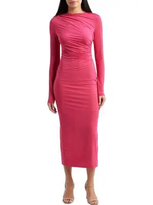 NIKKI LUND Hilda Long Sleeve Cocktail Dress - Magenta