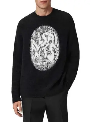 ALLSAINTS Ridges Logo Sweater - Black/ecru White