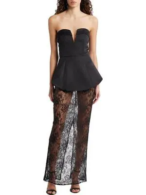 DELFI COLLECTIVE Calista Strapless Mixed Media Cocktail Dress - Black