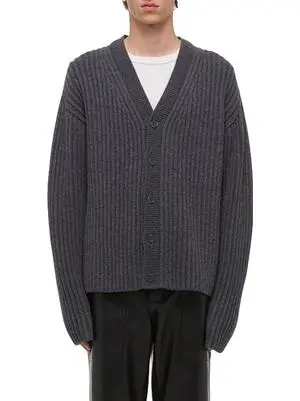 Helmut Lang Zephir Oversize Ribbed Cardigan - Charcoal