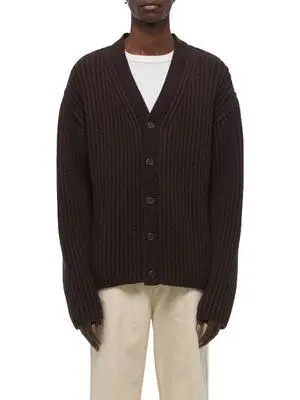 Helmut Lang Zephir Oversize Ribbed Cardigan - Dark Brown