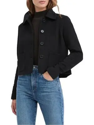 FAVORITE DAUGHTER Annabel Crop Wool Blend Jacket - Black