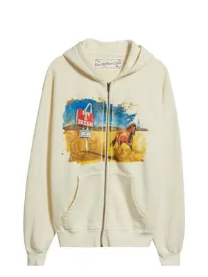 ONE OF THESE DAYS Motel Cotton Zip Hoodie - Bone