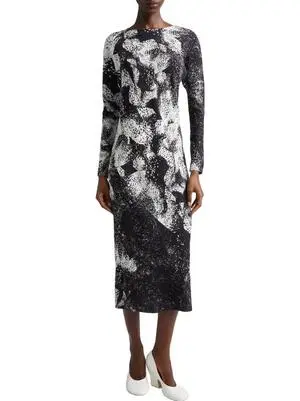 Dries Van Noten Davion Abstract Floral Midi Dress - Black