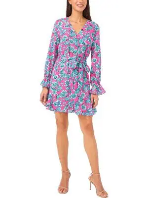 CECE DUPRAZ Floral Print Shirtdress - Legacy Pink