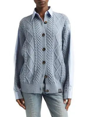 Stella McCartney Hybrid Knit Cardigan - Blue/grey