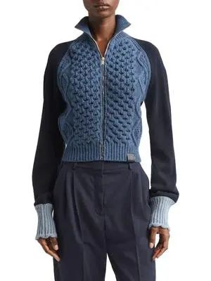 Stella McCartney Hybrid Knit Bomber Jacket - Navy