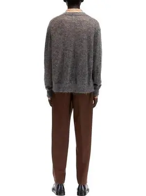 VOWELS 7G Jersey Knit Cardigan Gray