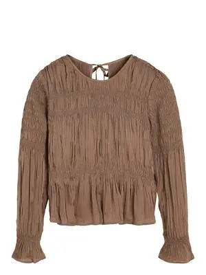 BY MALENE BIRGER Ovas Smocked Blouse - Chocolate