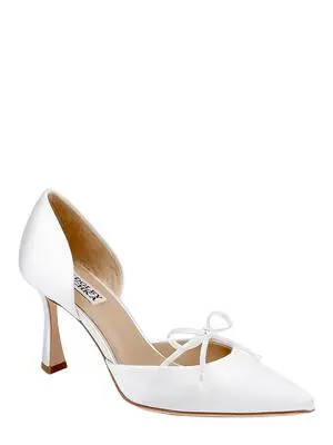 Badgley Mischka Olympic Bow Pumps White Satin