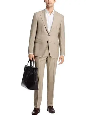 Canali Capri Melange Solid Slim Fit Suit - Beige