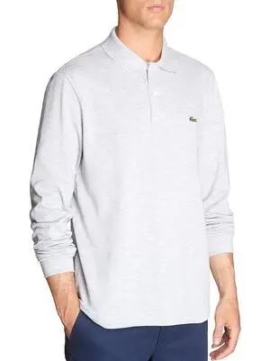 Lacoste Classic Fit Long-sleeve Pique Polo Shirt - Silver