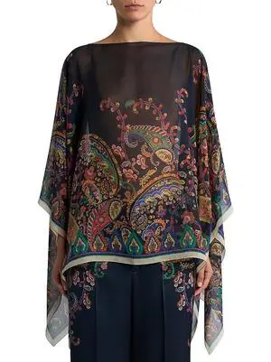 Etro Printed Silk Poncho - Print On B