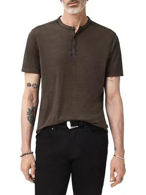 John Varvatos Duke Short Sleeve Henley - Teakwood