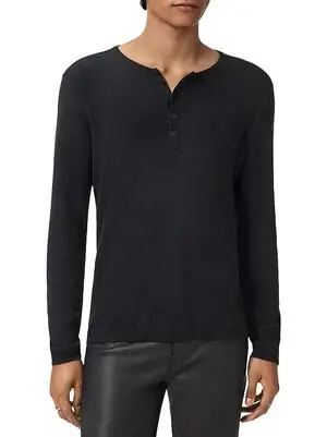 John Varvatos Javis Ribbed Long Sleeve Henley - Black