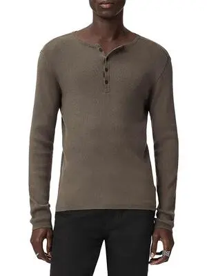 John Varvatos Javis Ribbed Long Sleeve Henley - Teakwood