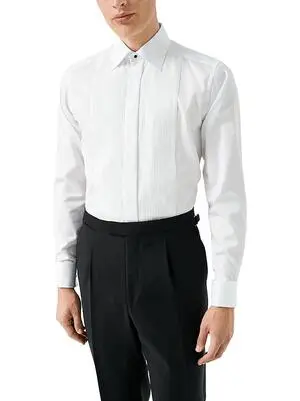 Eton Slim Fit Solid Plisse Shirt - White