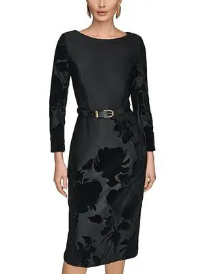 Donna Karan New York Belted Sheath Dress - Black/ Black