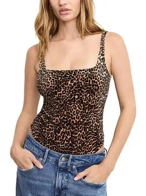 Good American Velvet Modern Tank Bodysuit - Leopard