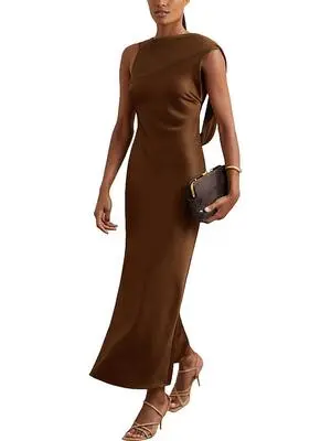 REISS Alula Back Detail Midi Dress - Bronze