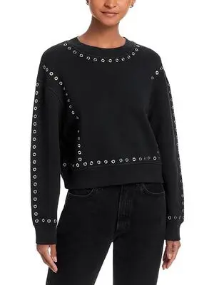 Rag & Bone Vintage Terry Grommet Embellished Pullover - Black