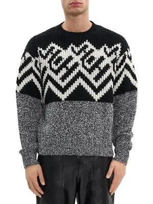 Helmut Lang Fair Isle Crewneck Sweater - Black/ivory