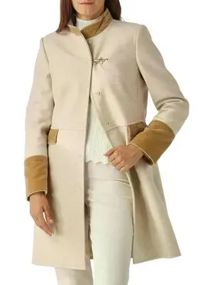 FAY Single-breasted Coat With Hook Detail - Neutrals
