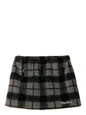 Miu Miu Checked Teddy Miniskirt - Grey