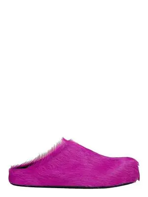 Marni Long Hair Calfskin Fussbett Sabot Mule - Fuchsia