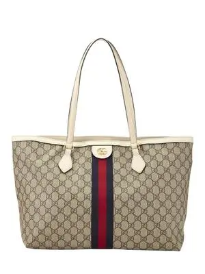 Gucci GG Supreme Canvas Ophidia Medium Tote Beige