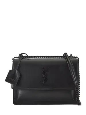 Saint Laurent Calfskin Leather Sunset Shoulder Bag - Black