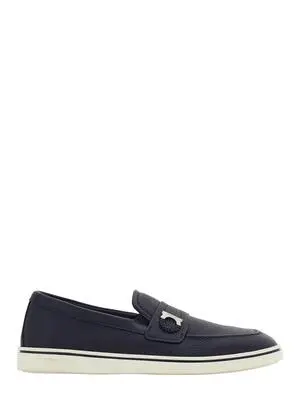 FERRAGAMO Gancini Ornament Boat Shoe Loafer - Blue