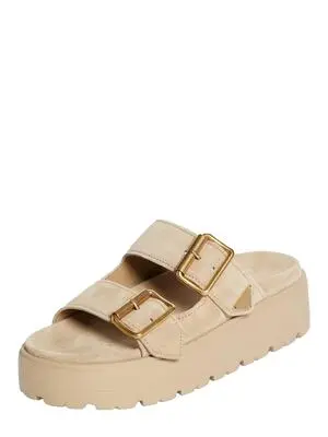 Prada Fussbett Flatform Slide Sandal - Ecru