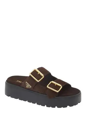 Prada Fussbett Flatform Slide Sandal - Moro