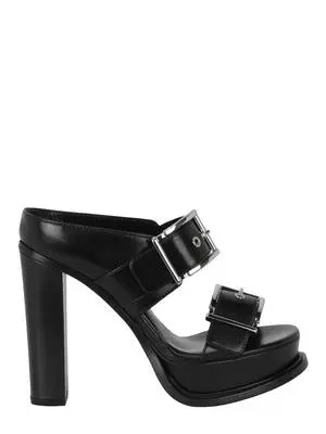 Alexander McQueen Boxcar Leather Sandals Black/silver