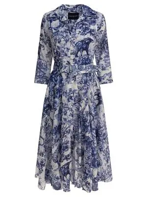 Samantha Sung Printed Cotton Dress - Blue