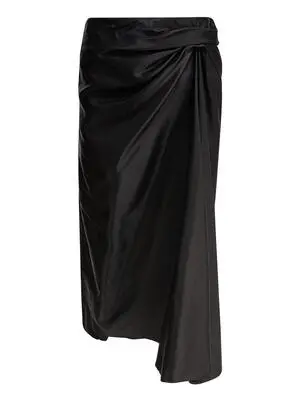 Balenciaga Draped Cupro Twill Skirt - Black