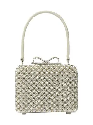 SELF-PORTRAIT Handbag With Pearl Appliqu - Beige